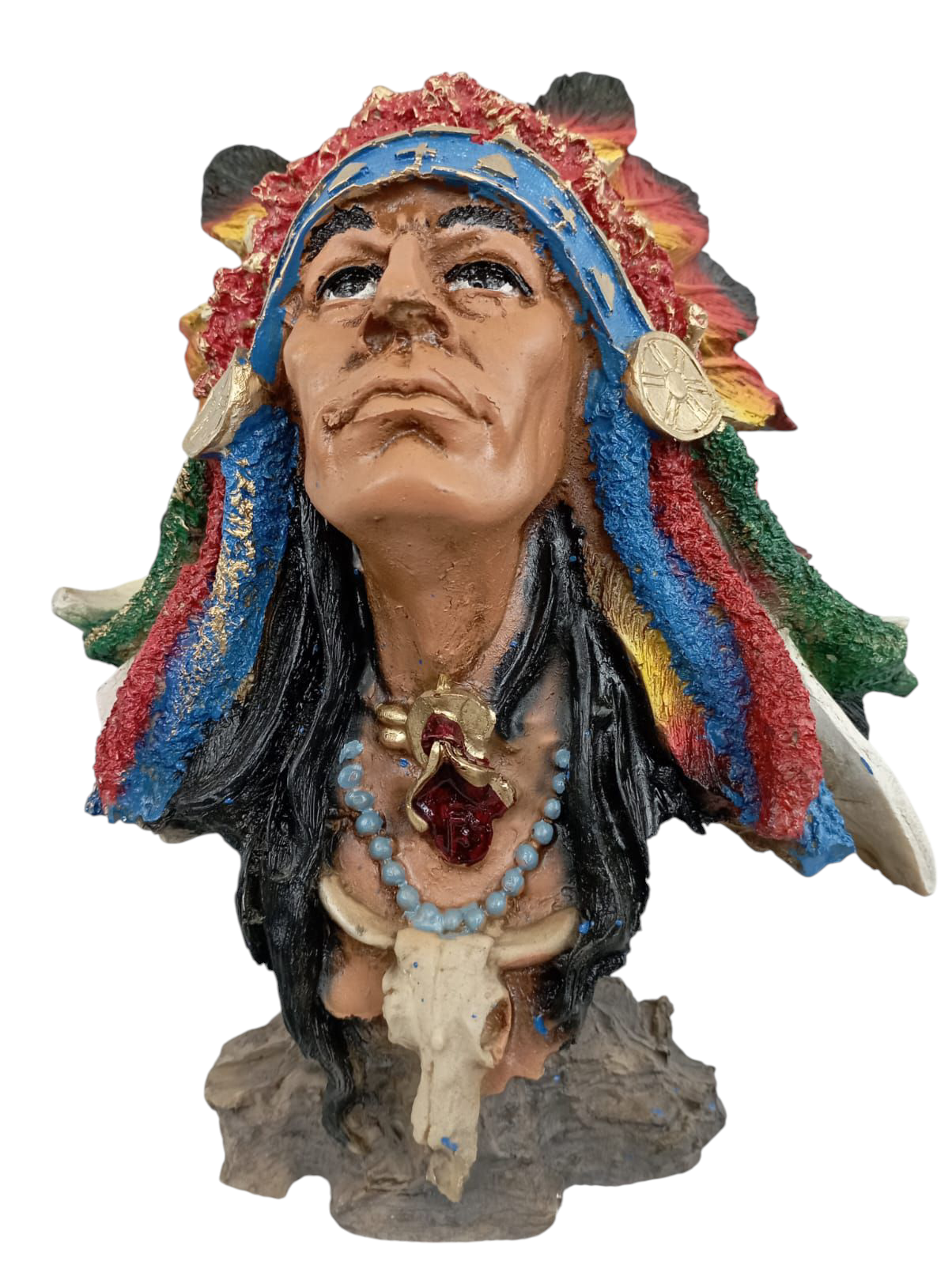 Busto de Indio Decorativo, Cabeza de Resina, Escultura Indígena artesa ...